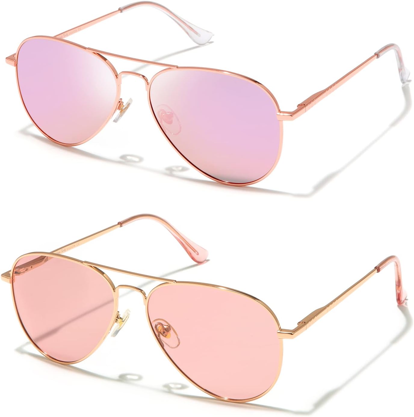 Amazon.com: veda Tinda Pink Aviator Sunglasses for Women Mirror Trendy ...