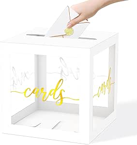 Amazon.com: JCTHKUKU Clear Card Box for Party, 8.7" Gold Foil Gift ...