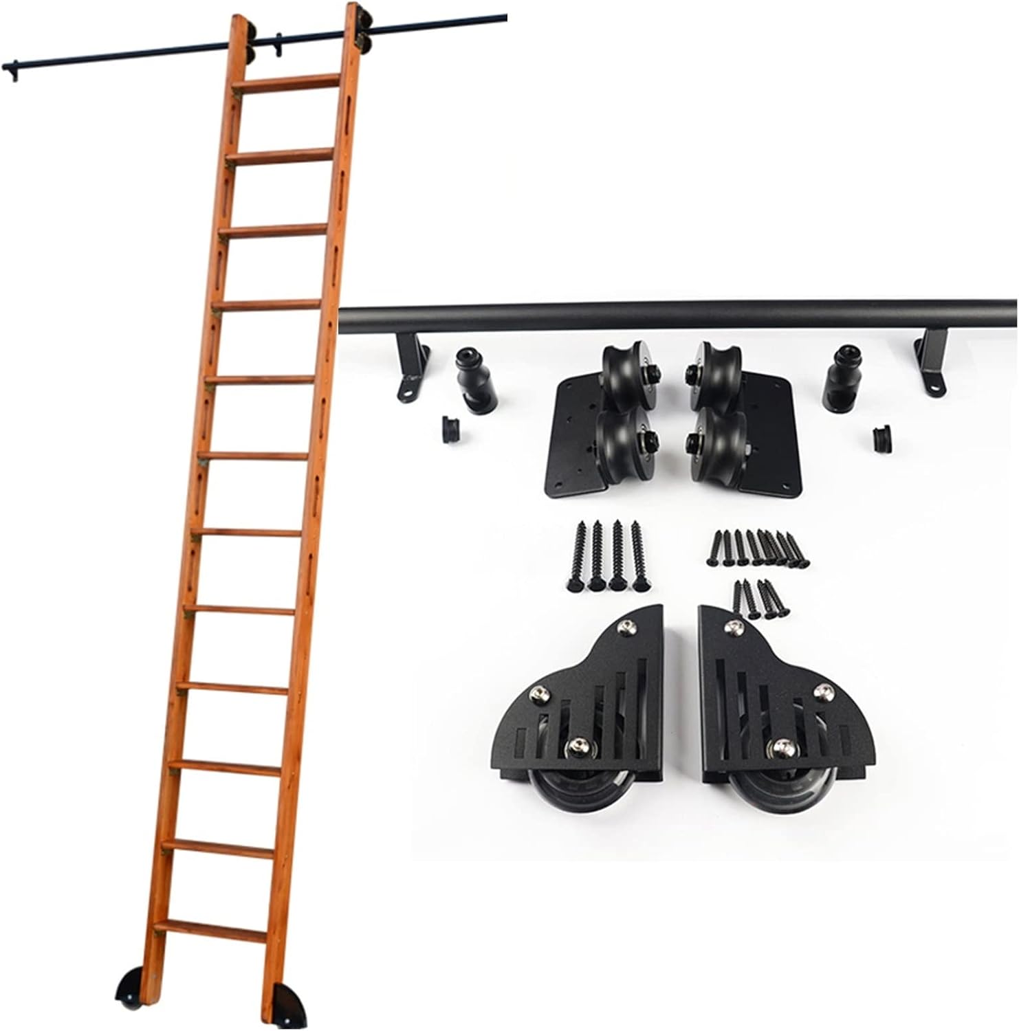 Amazon.com: Sliding Barn Door Kit | Rolling Ladder Library Complete ...
