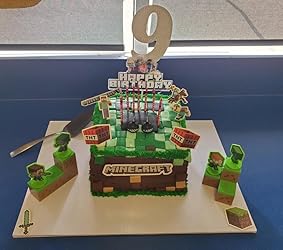 Amazon.com: DecoSet® Mobs Beware Minecraft Cake Topper, 6-Piece ...