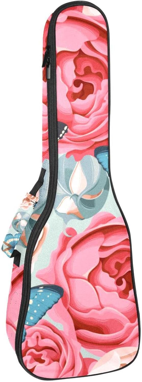 Amazon.com: Niaocpwy Ukulele Case with Storage, Pink Flowers Waterproof ...