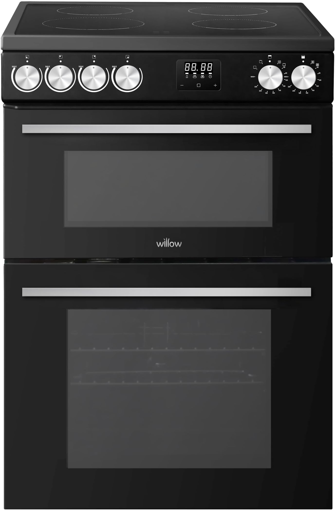 Willow WDOC60TBL 60cm Electric Double Oven Cooker with Ceramic Hob ...