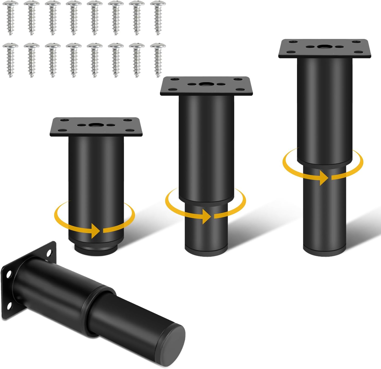 4" Sleek Tapered Adjustable Leg - Nickel Finish - Furniture Legs ...