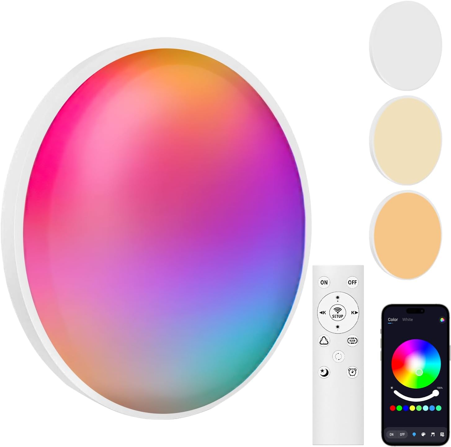 CANMEIJIA RGB Lámpara de Techo Alexa Inteligente 24W Lamparas LED de ...