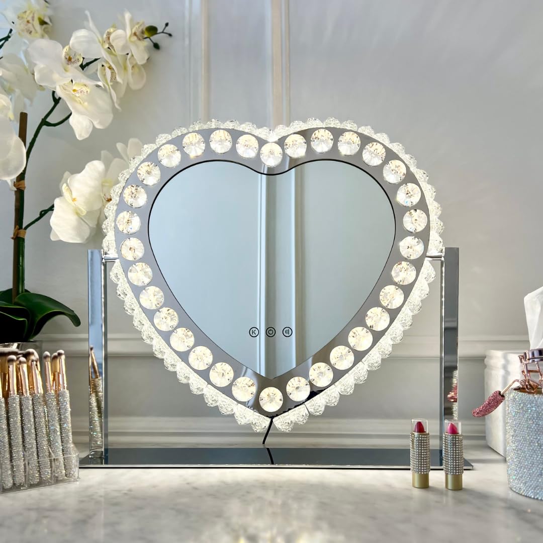 Amazon.com - LUMAXITY (Heart LED Vanity Mirror with Crystal Accents ...