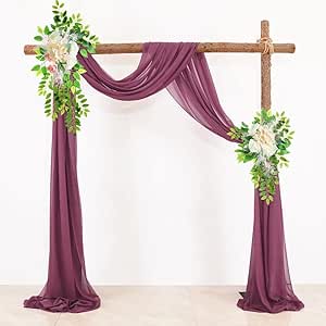 Amazon.com: Wedding Arch Drapes Deep Pink Sheer Backdrop Curtains Rose ...