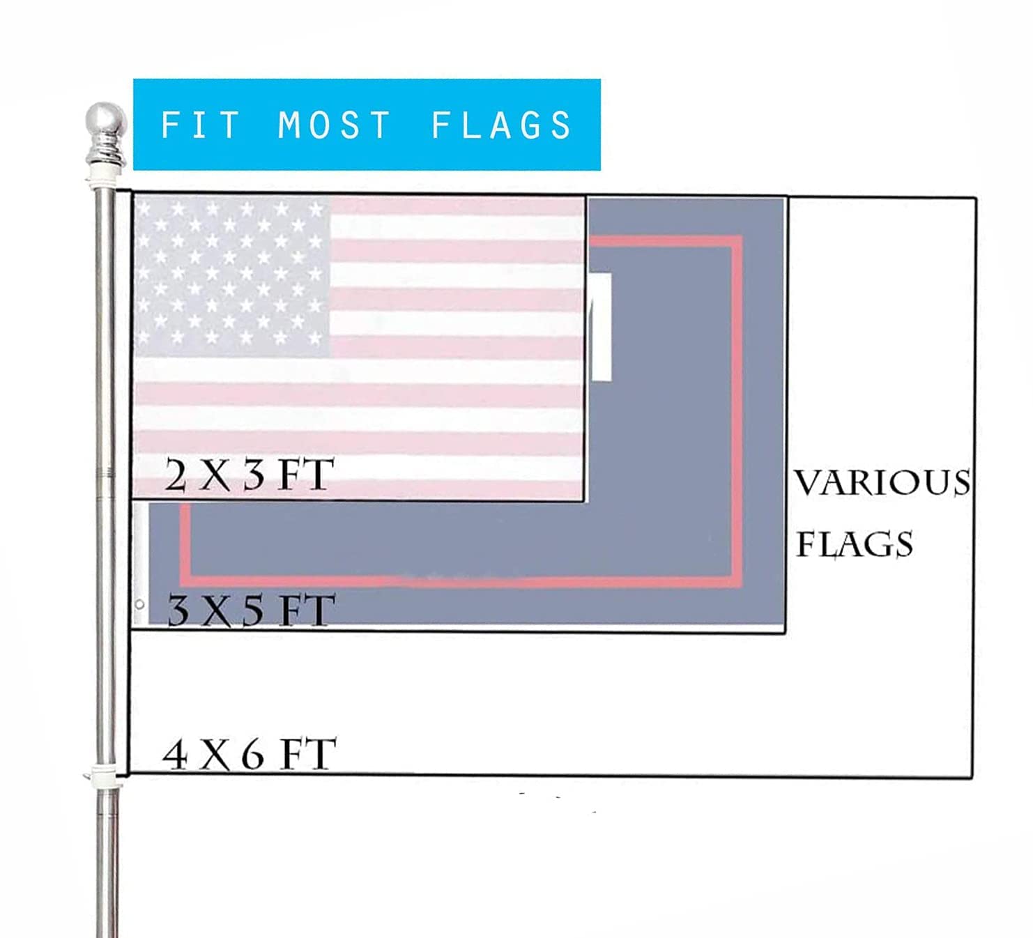 Snapklik.com : Ground Flag Pole, 8 FT Floor-Mounted Or Handheld ...