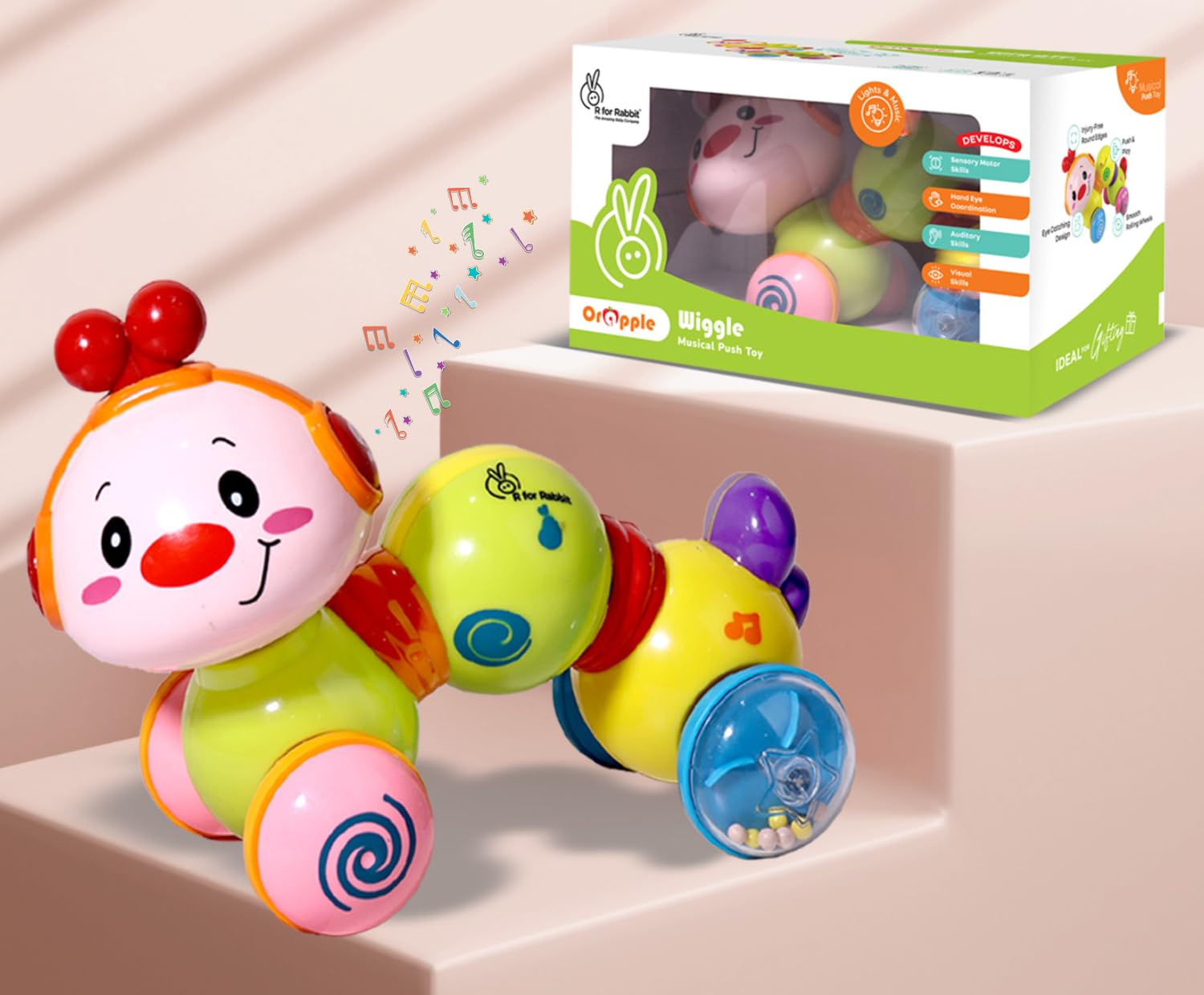 R for Rabbit Orapple Wiggle Push and Play Cute Rotating Head Mini ...