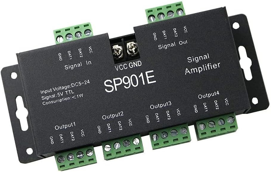 TOPXCDZ SP901E LED Signalverstärker Controller SPI Ausgangssignal 4 Steuergruppenverstärker für ...