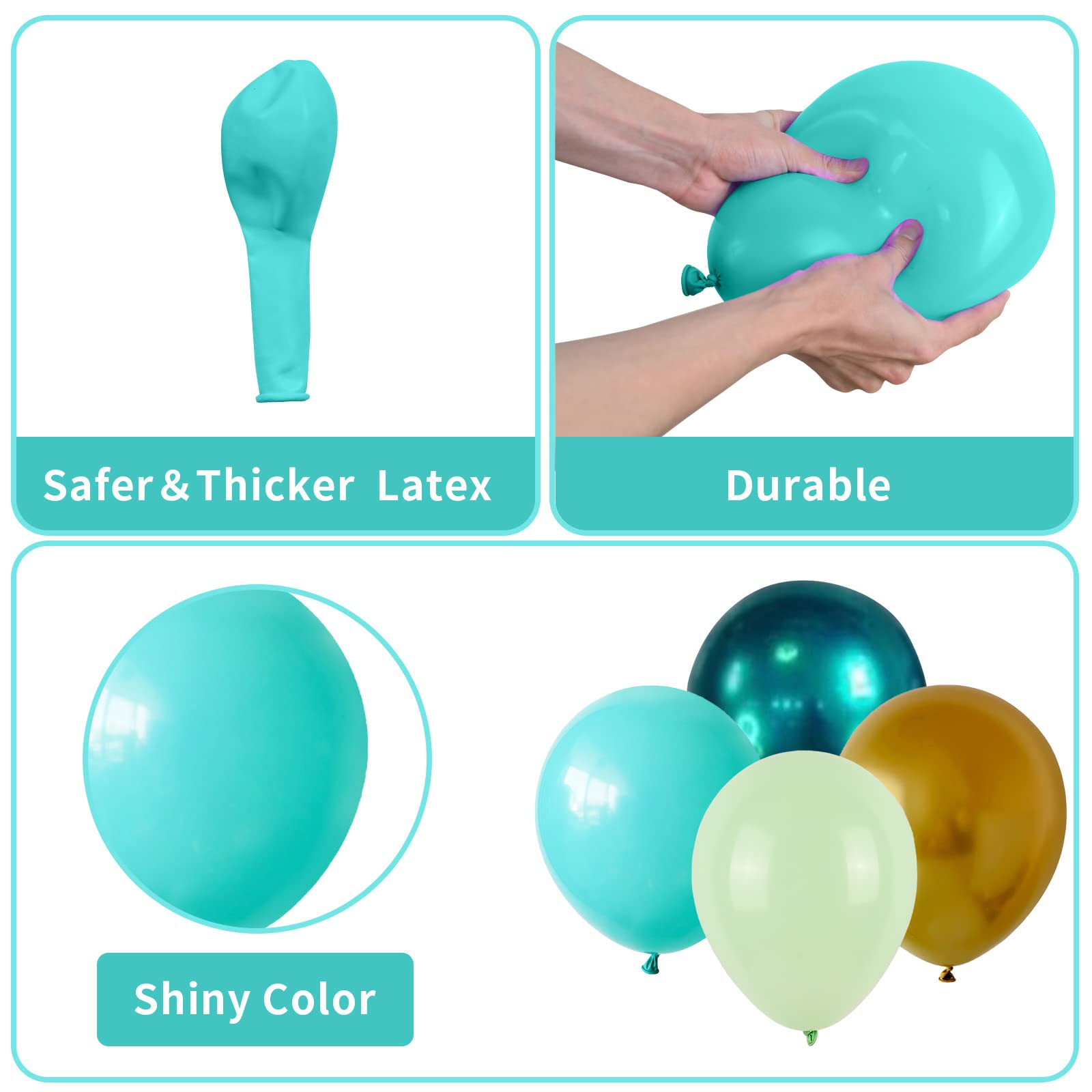 Globos Regulares Turquesa Happy Birthday Party Decor Set Silver Foil