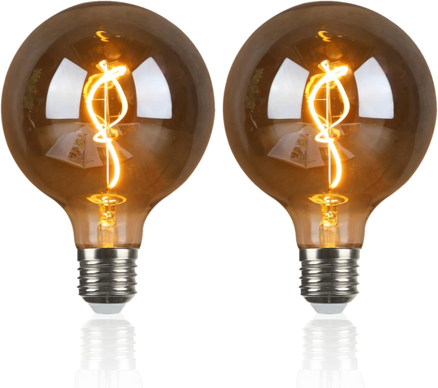 OMED G125 Smoke Grey Large Oversized LED Edison Bulbs 2 Pack, E26 2200K Warm White Dimmable ...