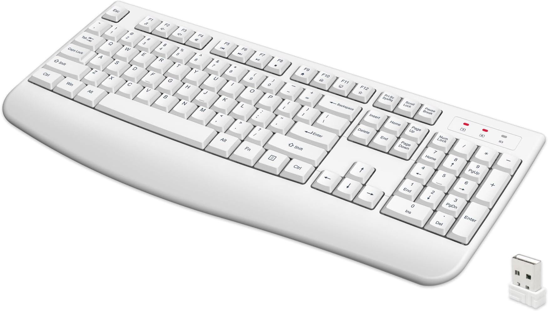 Wireless Keyboard, 2.4G Full-Sized Ergonomic Wireless Computer Keyboard ...