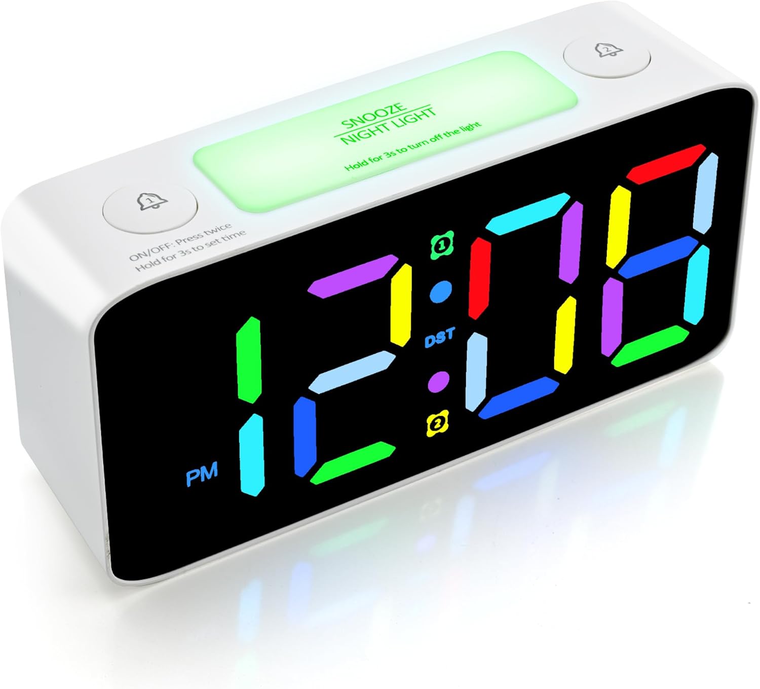 Amazon.com: AYRELY Digital Alarm Clock for Bedroom - Dual Loud Alarms ...