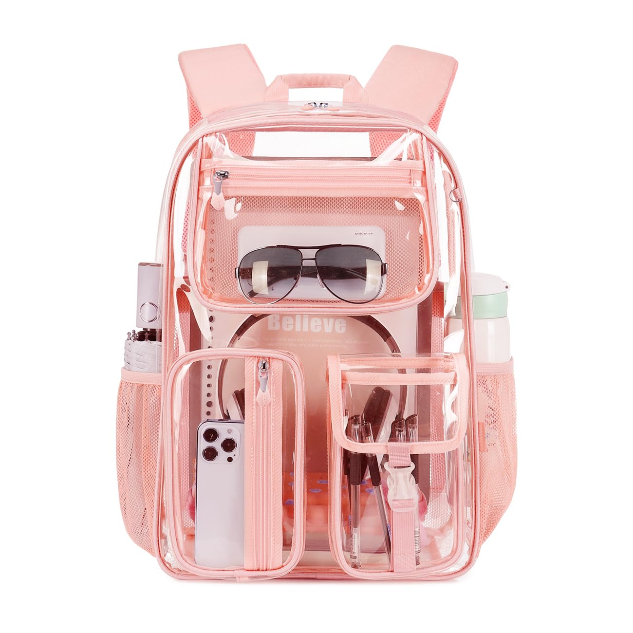 Amazon.com | Pink See Through Backpack For Women, Clear Backpack Heavy ...