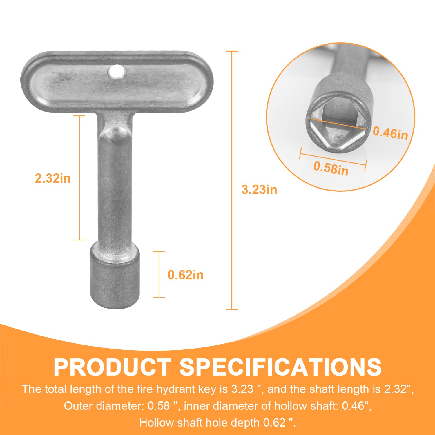 Snapklik.com : VIDABTE P1300-PART-13-KEY Hydrant Key, Water Spigot Key ...