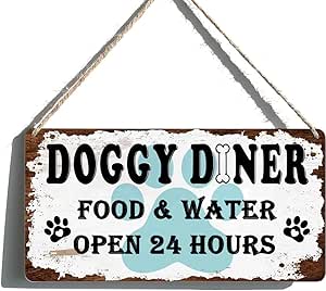 Amazon.com: Funny Dog Food Sign Doggy Diner Signs Home Pet Room Decor ...