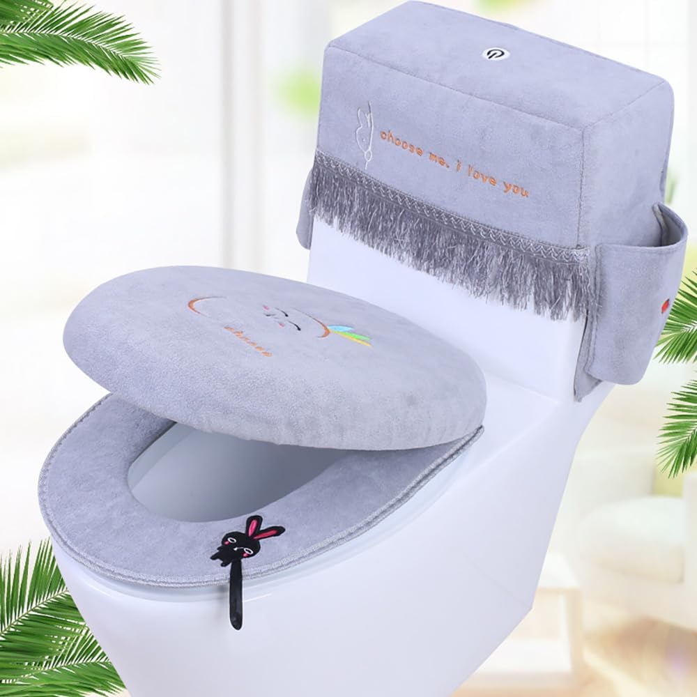 Amazon.com: 3PCS Toilet Seat Cover Set - Toilet Lid Cover, Toilet Tank ...