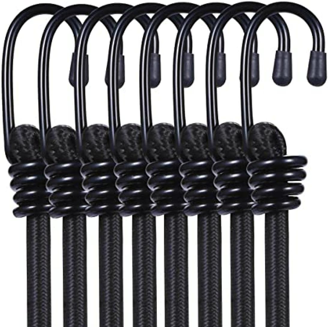 Yuxh Bungee Cords Heavy Duty Outdoor 2ft Bungee Straps with Hooks Black ...