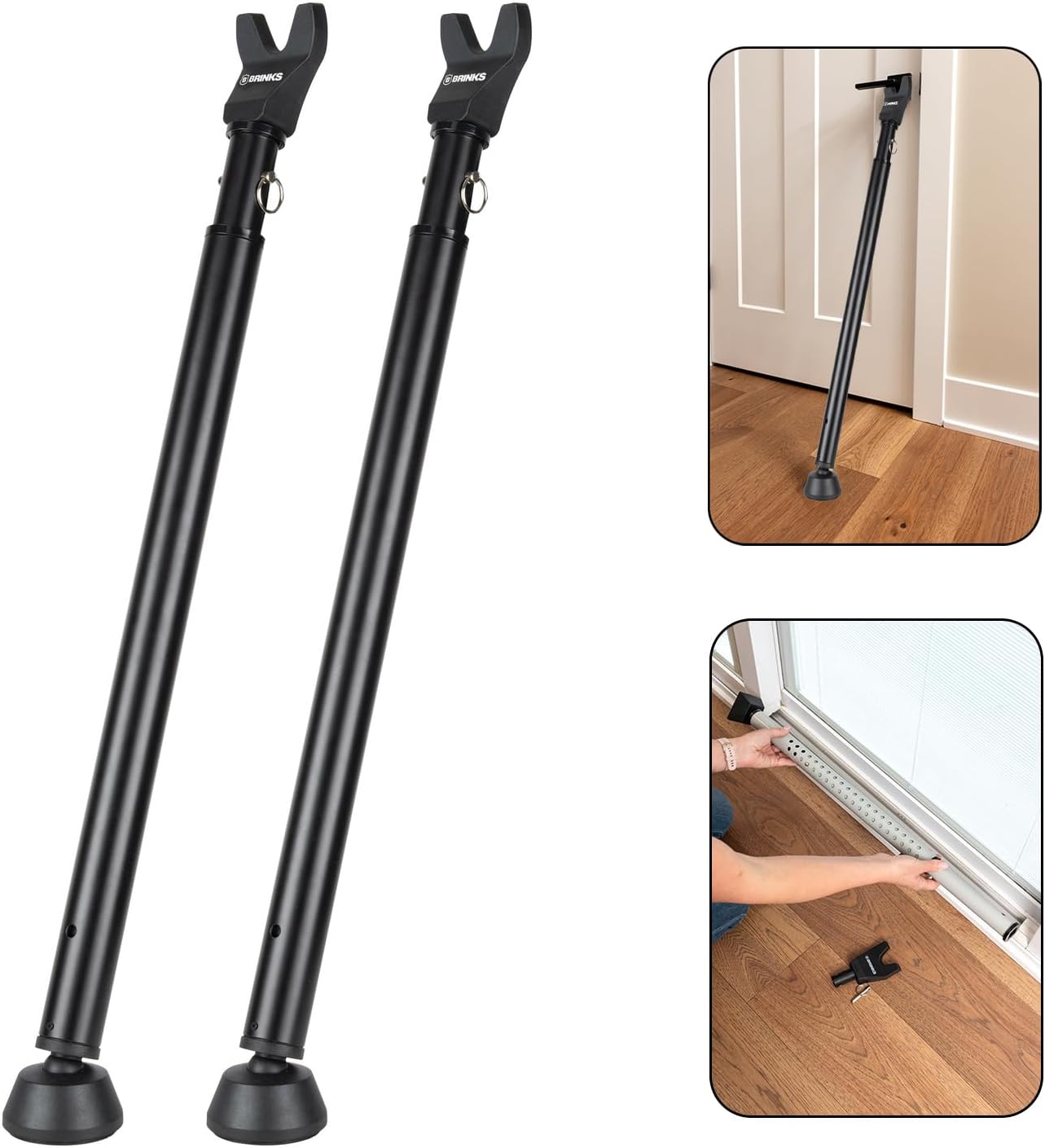 Amazon.com: BRINKS- Portable Door Security Bar, Black, 2 Pack ...