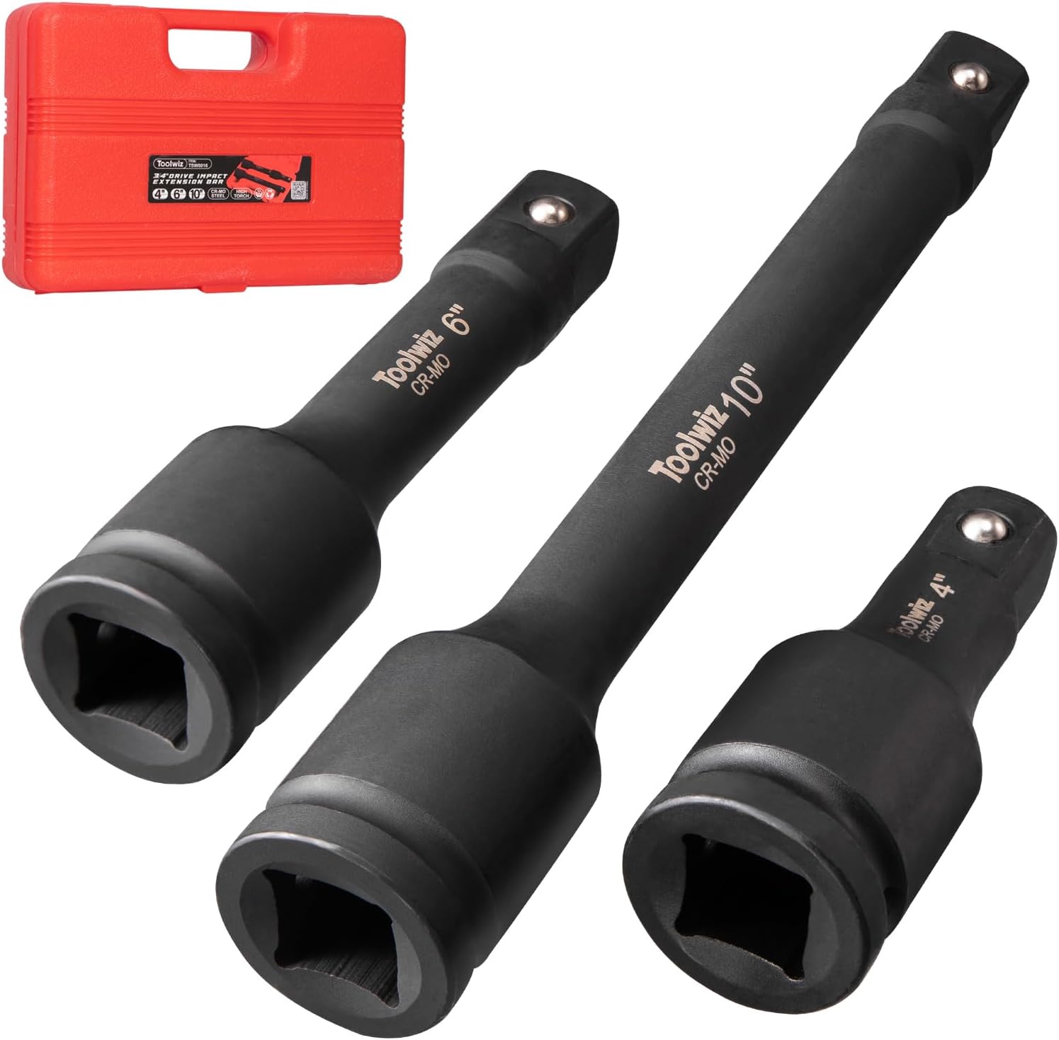 Toolwiz 3/4” Drive Impact Extension Bar 4”, 6”, 10” (3 Piece) Cr-Mo ...