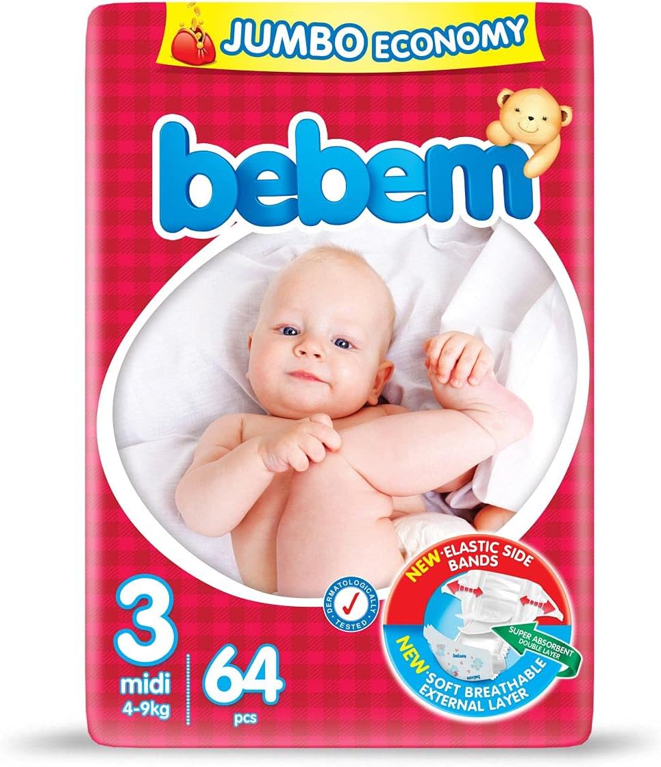 Bebem Diapers Jumbo Pack- Midi Size 3, 64 Pieces: Buy Online at Best ...