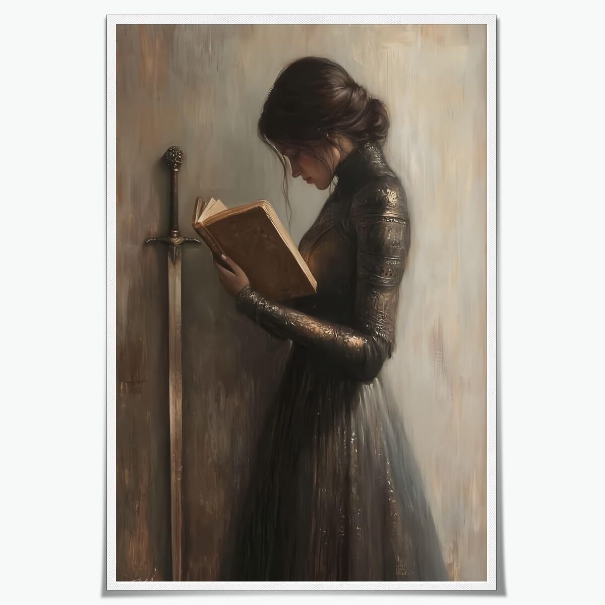 Amazon.com: Victorian Woman Knight Reading a Book Vintage Gothic Wall ...