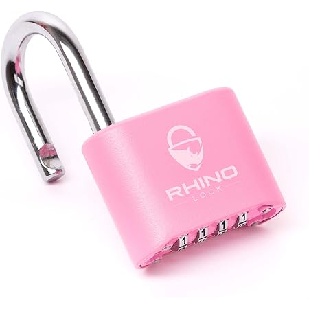 Rhino Lock Secure Lock - Pink 4 Digit Combination Padlock for Gym ...