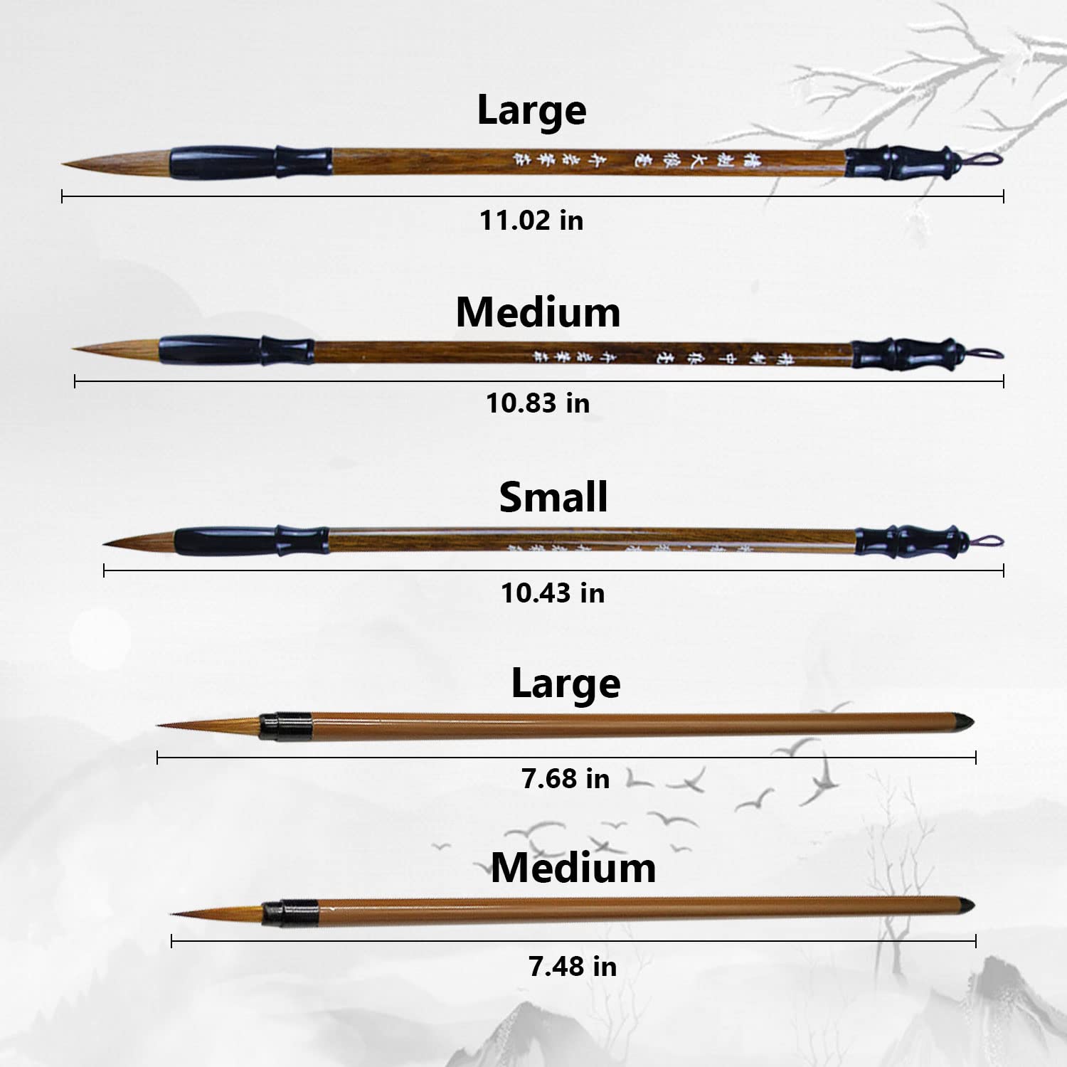 Snapklik.com : 6pcs Chinese Calligraphy Brush Set Sumi Maobi Drawing ...
