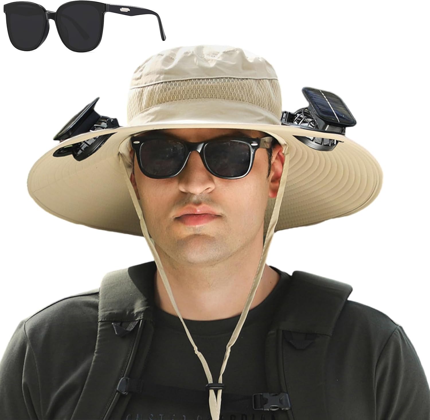 Outdoor Wide Brim Sun Hat with Solar Fan, Wide Brim Solar Fan Outdoor ...