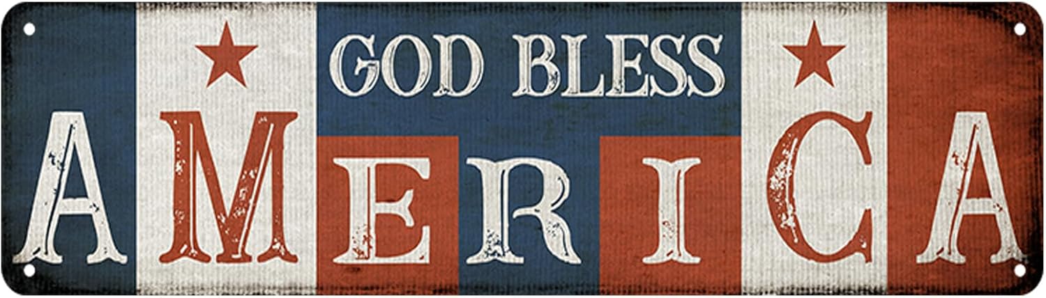 Amazon.com: God Bless America Sign Vintage American Flag Metal Tin Sign ...
