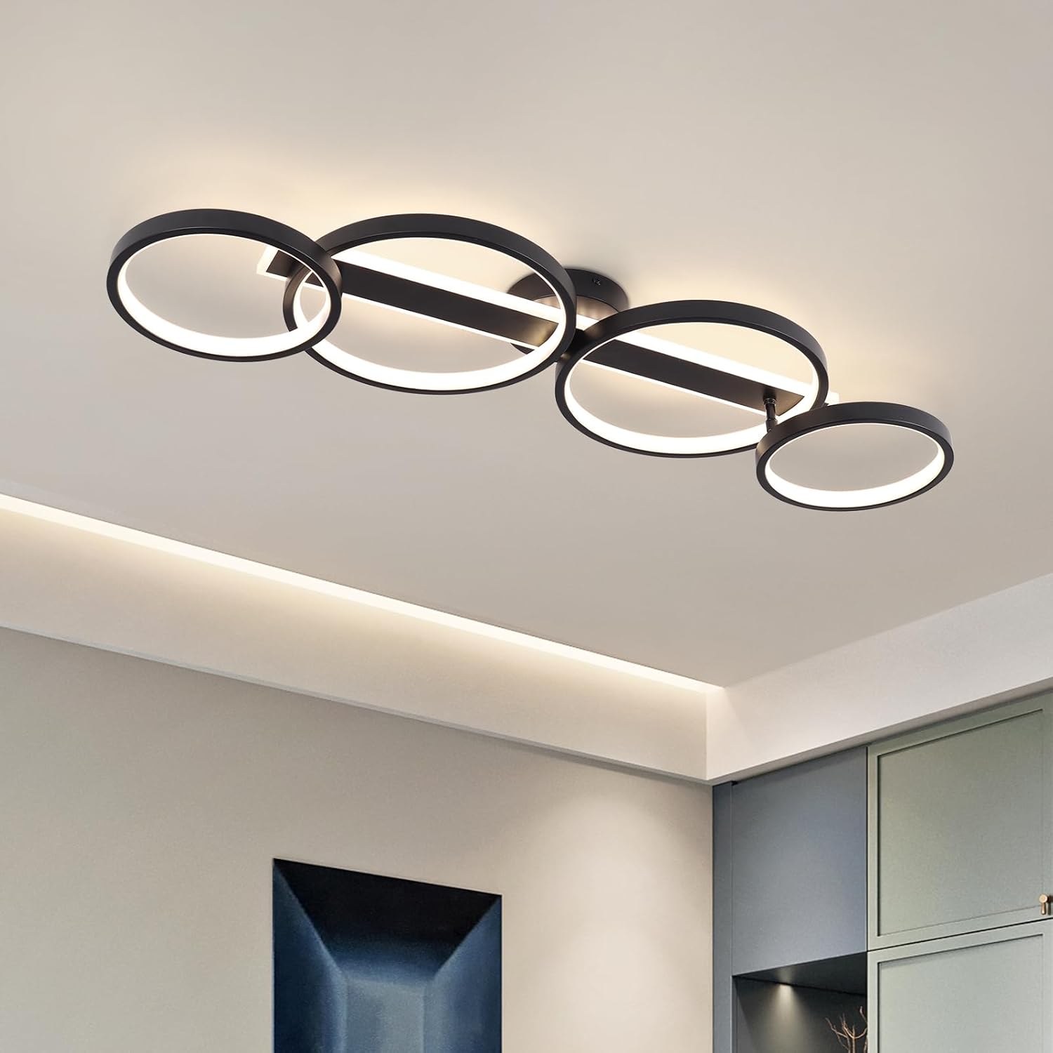 HLILCEH Modern LED Ceiling Light 60W Black Hallway Light Fixtures 4000K ...