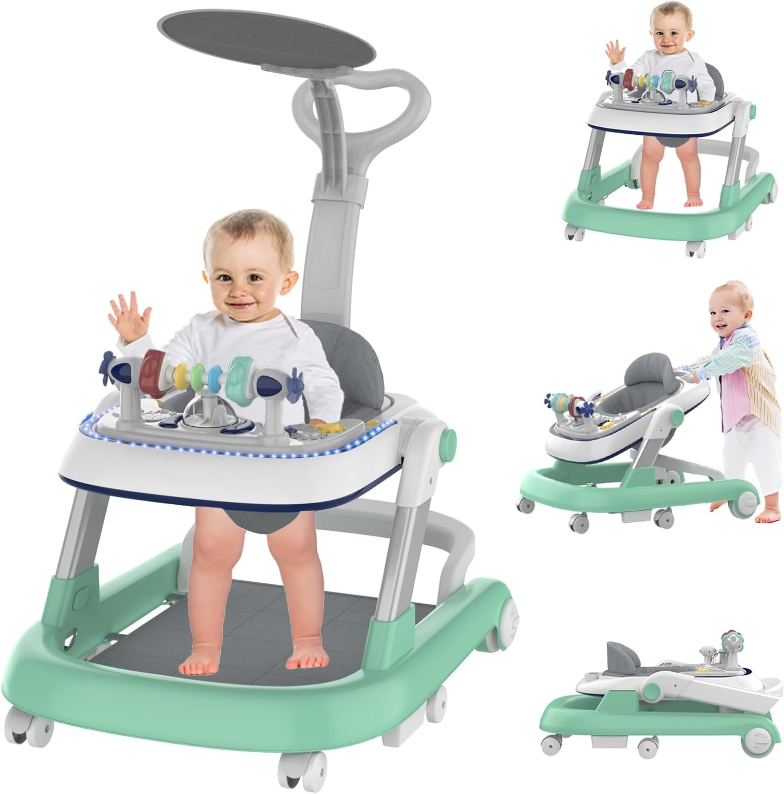 Amazon.com : Baby Walker, Foldable Baby Walker with Wheels & LED Light ...