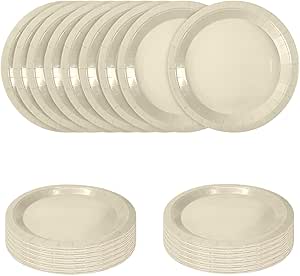 Amazon.com: SietDESEO 50 PCS Ivory Paper Plates 7 Inch Disposable ...