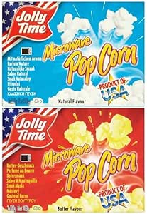 Jolly Time Microwave Popcorn 300g - Pack of 2 - Natural & Butter - 3x99g Bags of Each : Amazon ...