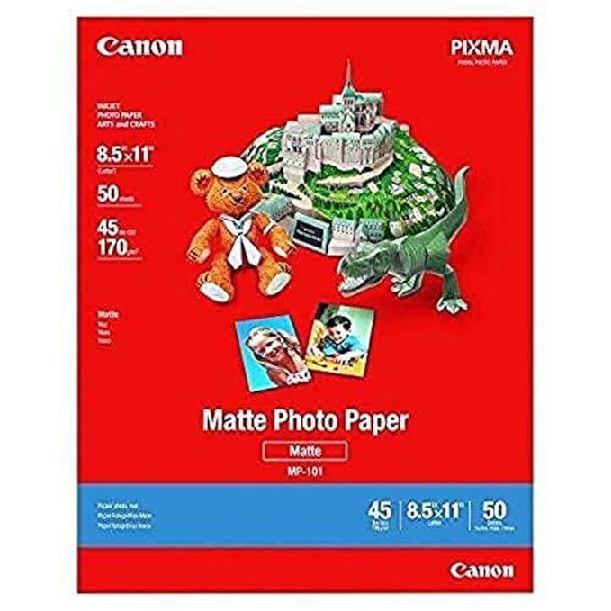 Canon Matte Photo Paper, 8.5 x 11 Inches, 50 Sheets (7981A004) : Amazon ...