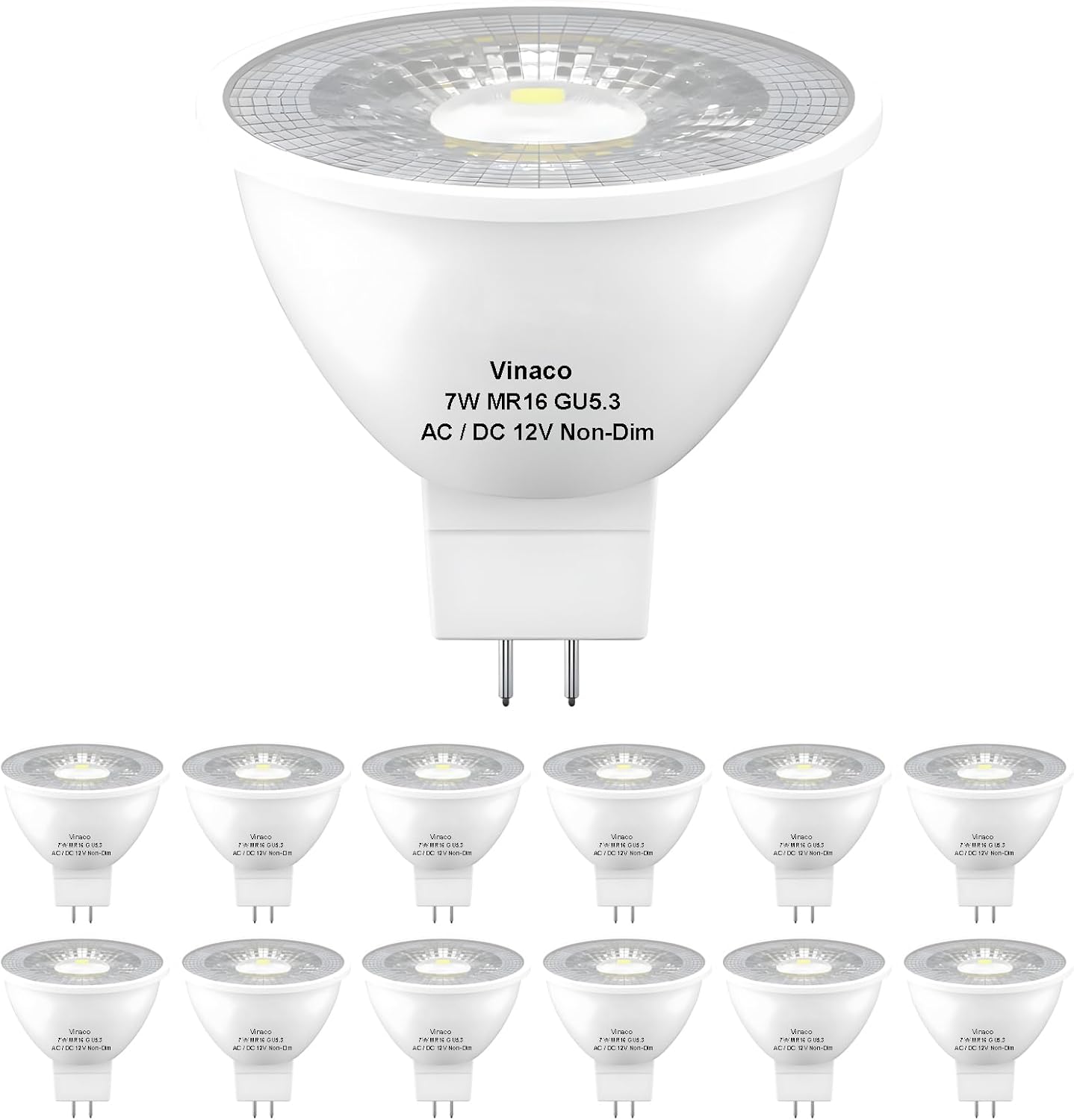 Vinaco MR16 LED Bulb 5000K Daylight 12V 7W 450LM High Brightness MR16 ...