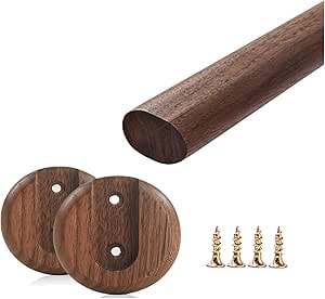 Amazon.com: SUCHETA Walnut Color Wooden Closet Rod with End Sockets and ...