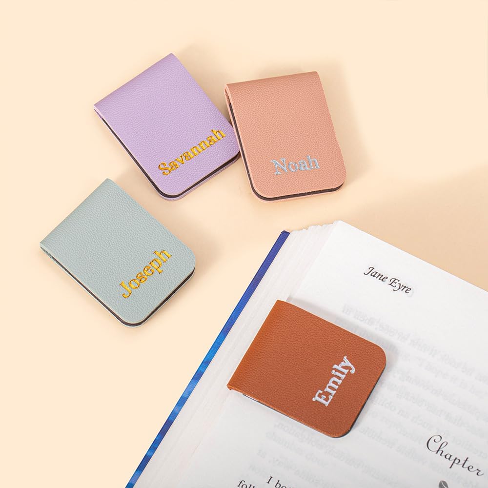 Marque-page magnétique personnalisé en cuir multicolore avec nom ...