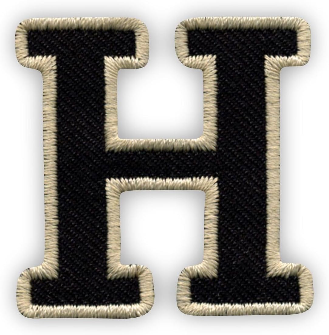 Letter H - Black - Sew-on - Embroidered Patch/Badge/Emblem : Amazon.co ...