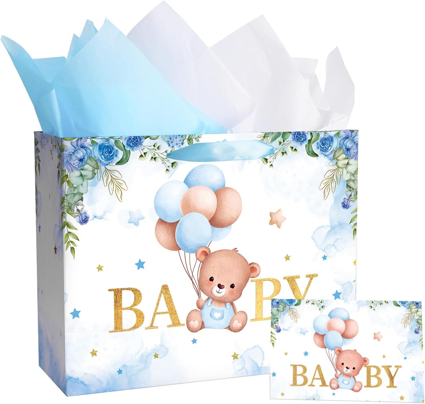 Amazon.com: Plauthus 13” Large Baby Gift Bags with Tissue Paper ...