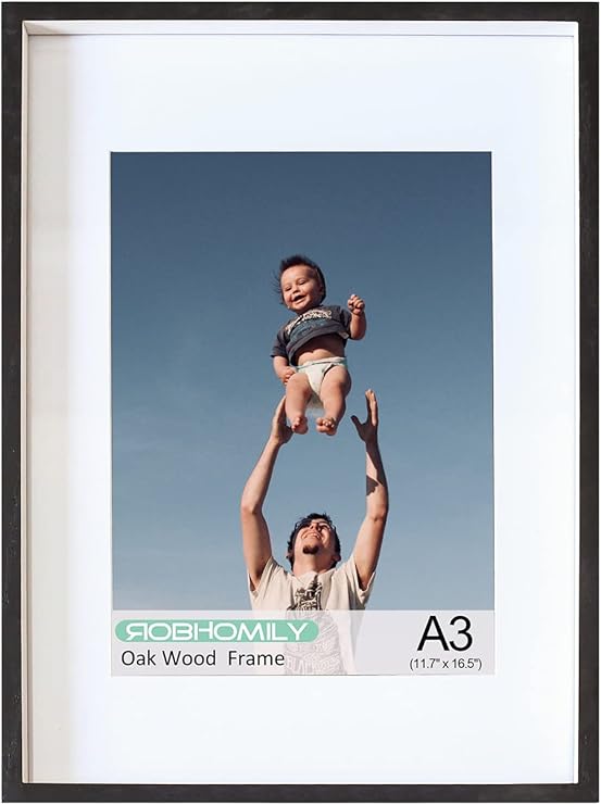 Amazon.com - Robhomily Solid Oak Wood Picture Frame, A3, Black, Real ...