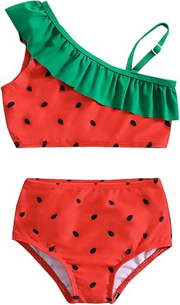 Toddler Girls Watermelon Printed Ruffles Swimsuit Kids Bathing Suit ...