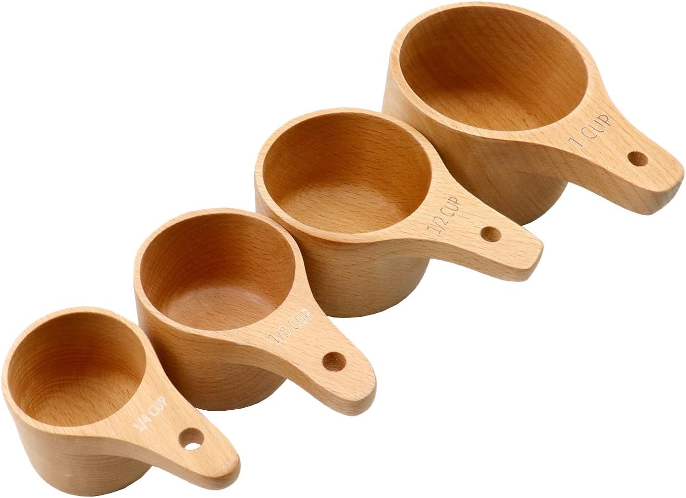 Amazon.com: Oedema Wooden Measuring Cups Set of 4 Natural Measuring Cup ...