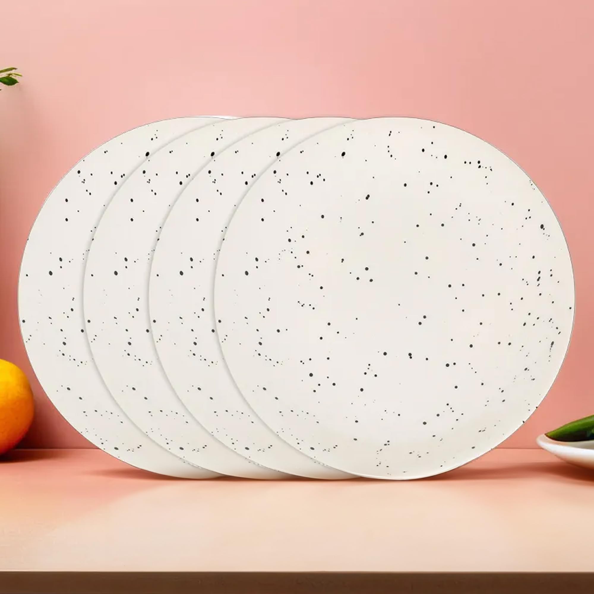 Buy USHA SHRIRAM Ceramic Full Dinner Plate (10 Inch - 4Pcs) |White with ...