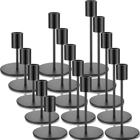 Amazon.com: 15 Pcs Black Candle Holders Set Matte Candlesticks Holders ...