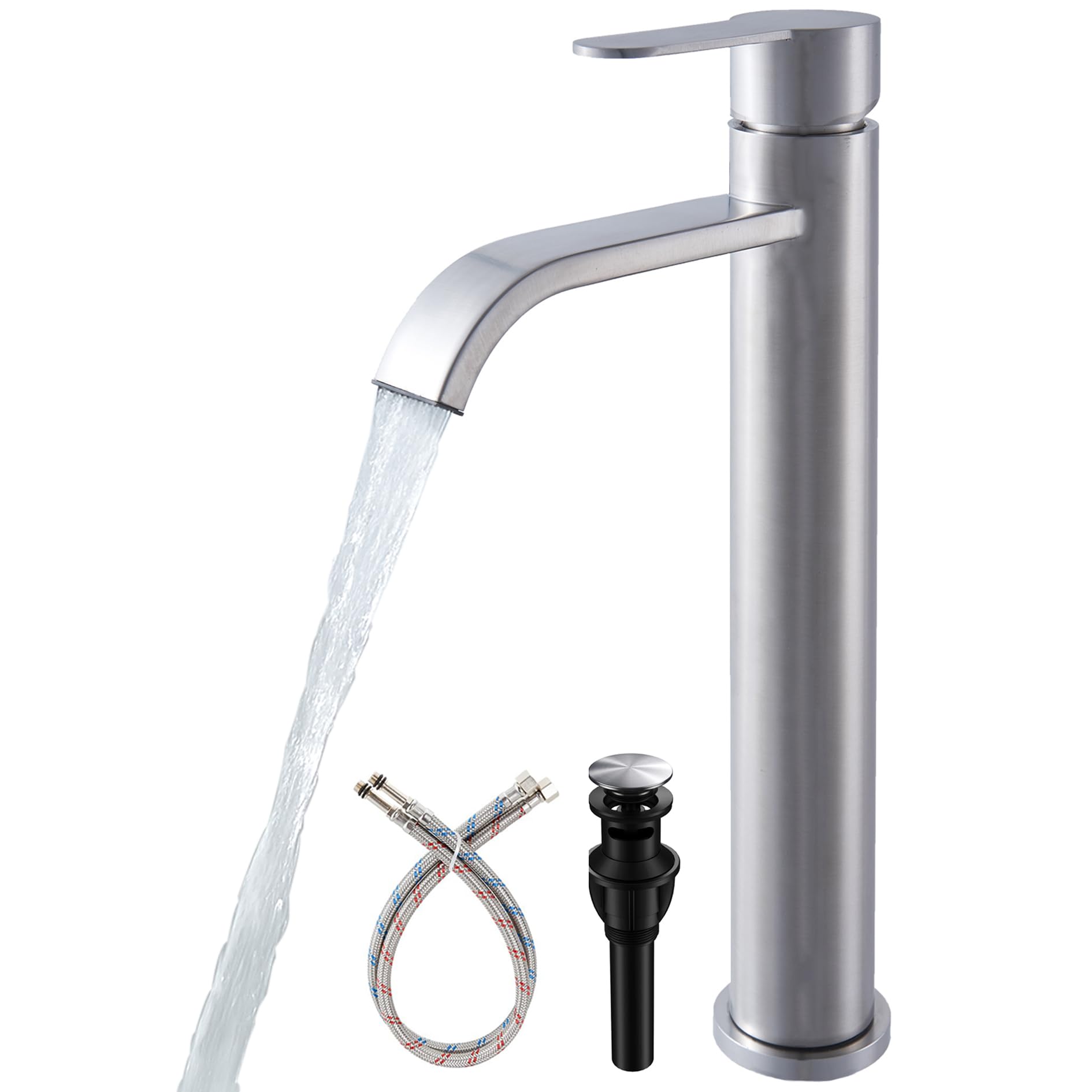 Snapklik.com : VAPSINT Vessel Sink Faucet Brushed Nickel, Waterfall ...