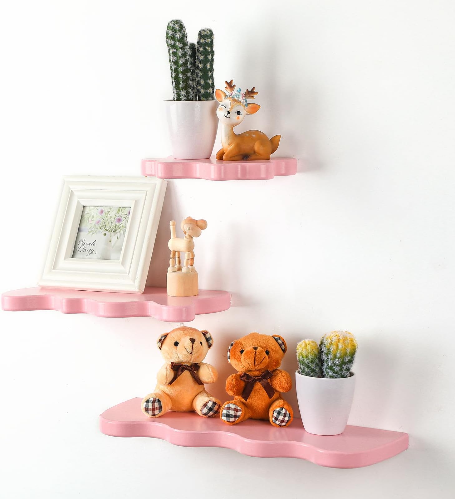 Amazon.com: Geetery 3 Pcs Wavy Floating Shelves Cute Cloud Shelves ...