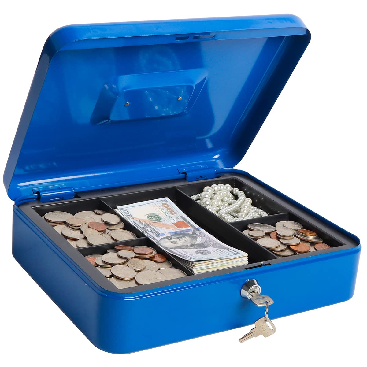 Amazon.com: Large Cash Box with Money Tray and Lock, Lovndi Metal money ...