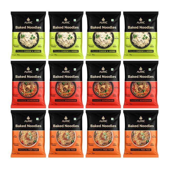 Auric Baked Instant Noodles Combo Pack of Chinese Schezwan, Mexican ...