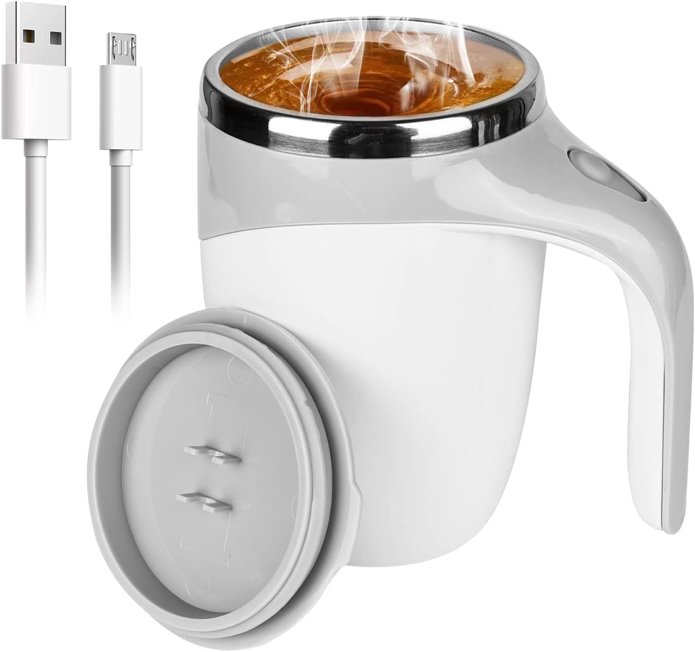 X spring Automatic Magnetic Stirring Coffee Cup, Stainless Steel Self ...